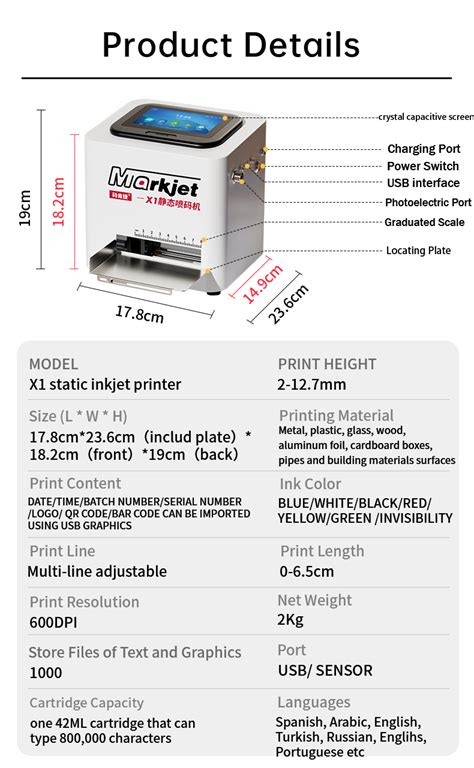 Portable Automatic Expiry Date Stamp Tabletop Handheld Batch Code