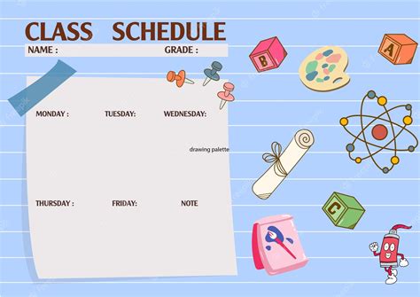 Premium Vector Blue School Theme Class Schedule Colours Clip