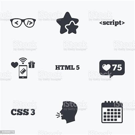 프로그래머 코더 글라스잔 html 생성 언어 html에 대한 스톡 벡터 아트 및 기타 이미지 html 달력 데이터