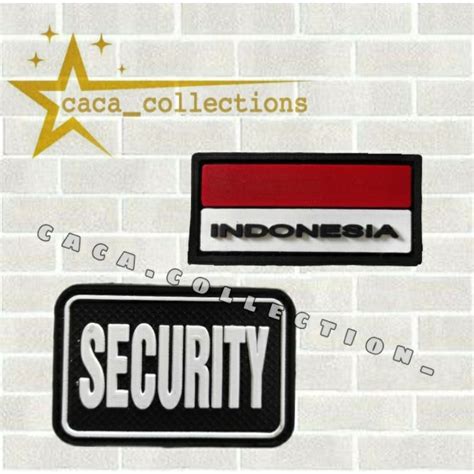 Jual Patch Rubber One Set Tulisan Security Bendera Indonesia Kecil