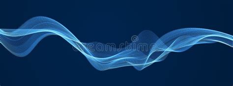 vector abstract background with wave of flowing particles over dark