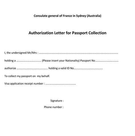 Authorization Letter To Collect Passport Free Templates