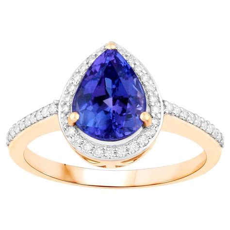 Tanzanite Ring With Diamonds 345 Carats 14k Yellow Gold For Sale At