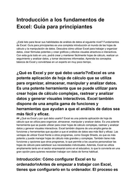 SOLUTION Uso Bascio De Excel Guia Para Principiantes Studypool