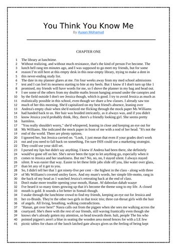 You Think You Know Me By Ayaan Mohamud Paper 1 Q1 4 And Comprehension Teaching Resources