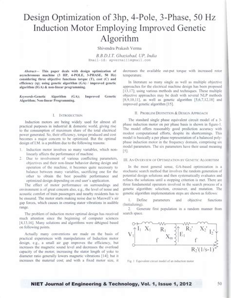 Pdf Design Optimization Of 3hp4 Pole 3 Phase 50hz Induction Motor Employing Improved