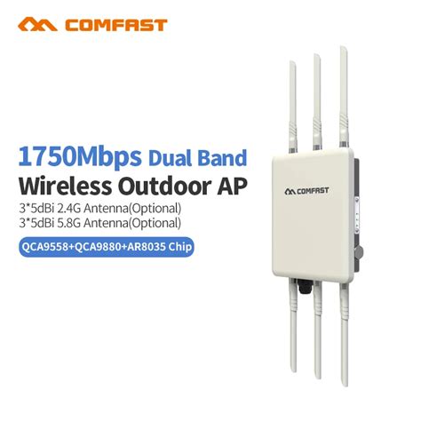 Access Point Poe Outdoor Ap Router 1750Mbps Wireless 11 AC Gigabit Router 6 5dBi Wi Fi Antenna