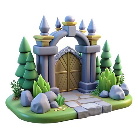 3d Render Of A Fantasy Stone Arch Gate 56263243 Png