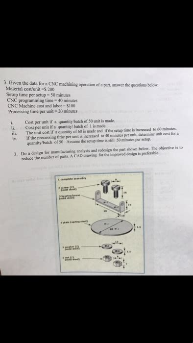 solved given the data for a cnc machining operation of a
