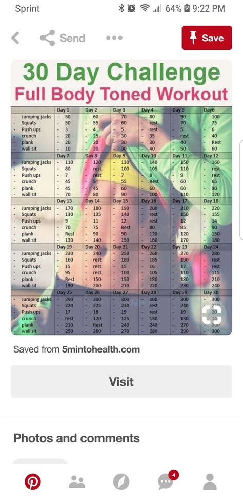 30 Day Total Body Challenge 30 Day Workout Challenge Body Workout Plan Tone Body Workout