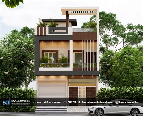 20x50 Modern House Front Elevation With Shop 25x40 Shop