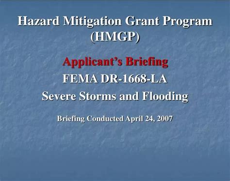 PPT Hazard Mitigation Grant Program HMGP PowerPoint Presentation Free Download ID 145249