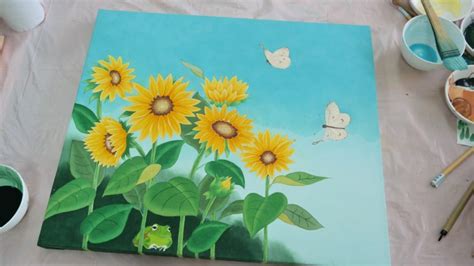 [부산민화추천]부산민화 부산채색화배우기 해바라기그리기 꽃그리기 한국화배우기 채색하는법 장지에배접 부산민화그리기 민화배우기 모던민화 네이버 블로그