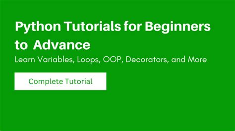 Python Tutorials For Beginners To Advance Learn Variables Loops Oop