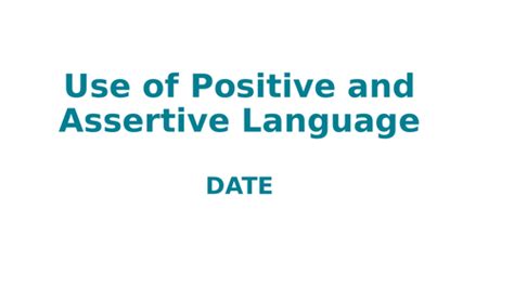 Use Of Positive And Assertive Language Staff Cpd Ect Teaching Resources