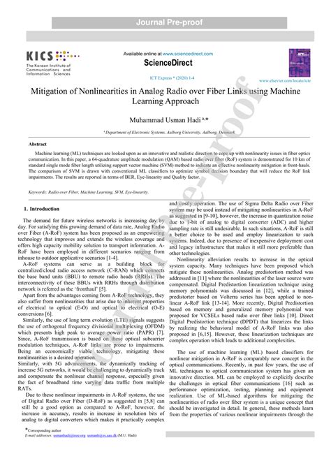 Pdf Mitigation Of Nonlinearities In Analog Radio Over Fiber Links