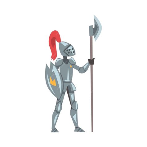 Premium Vector Medieval Knight Chivalry Warrior Character In Full