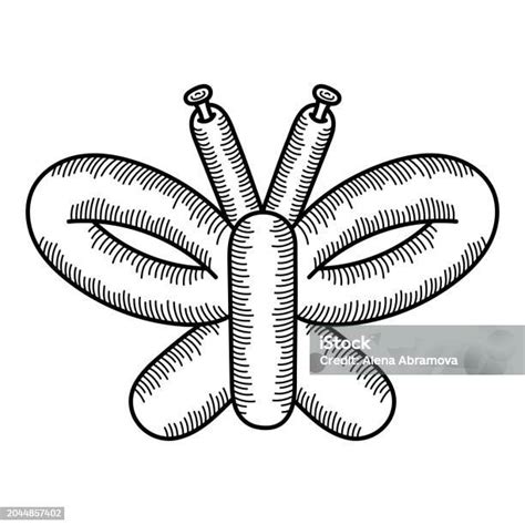 풍선의 나비 귀여운 나비 풍선 장난감입니다 아이들의 휴일 파티에 풍선 선형 스타일의 벡터 일러스트 레이 션 3차원 형태에 대한 스톡 벡터 아트 및 기타 이미지 Istock