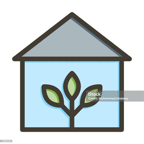 온실 두꺼운 선은 개인적이고 상업적인 사용을 위한 색깔을 채웠습니다 0명에 대한 스톡 벡터 아트 및 기타 이미지 0명 가득 찬 농업 Istock