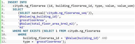 Sql Statement To Insert The Floor Area To The Ngfloorarea Table In A