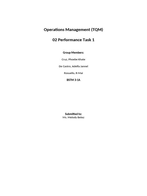 Performance Task Operation Management Pdf