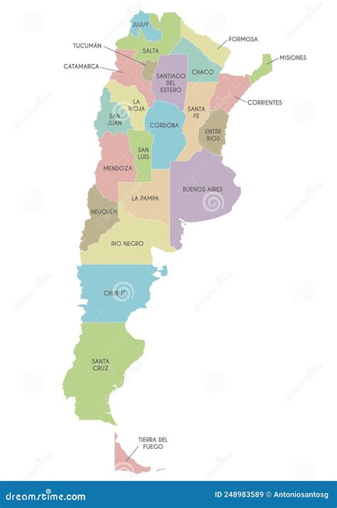 Vector Map Of Argentina With Provinces Or Federated States And