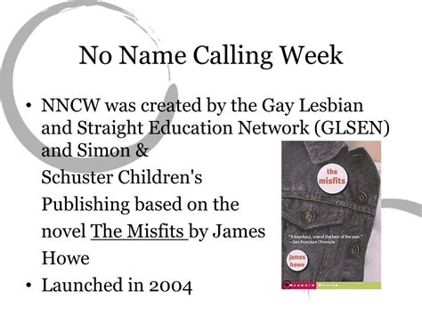 Ppt No Name Calling Week Promoting Tolerance Through A School Wide