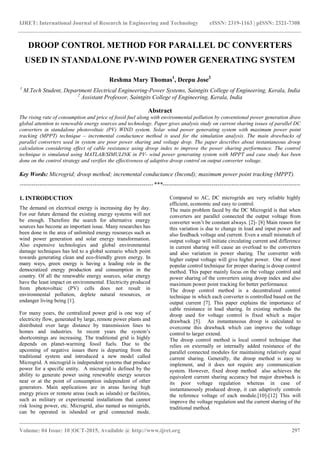 Droop Control Method For Parallel Dc Converters Used In Standalone Pv Wind Power Generating