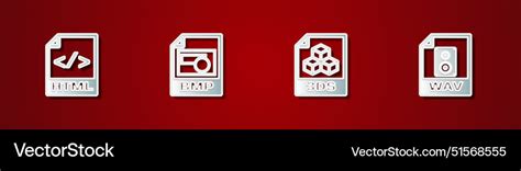 Set Html File Document Bmp 3ds And Wav Icon Vector Image