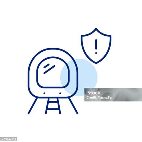 지하철 기차 방패 및 느낌표 도로 및 교통 안전 위험 알림 대중 교통 시스템 보안 경고 완벽한 픽셀 편집 가능한 획 아이콘 거리에 대한 스톡 벡터 아트 및 기타 이미지