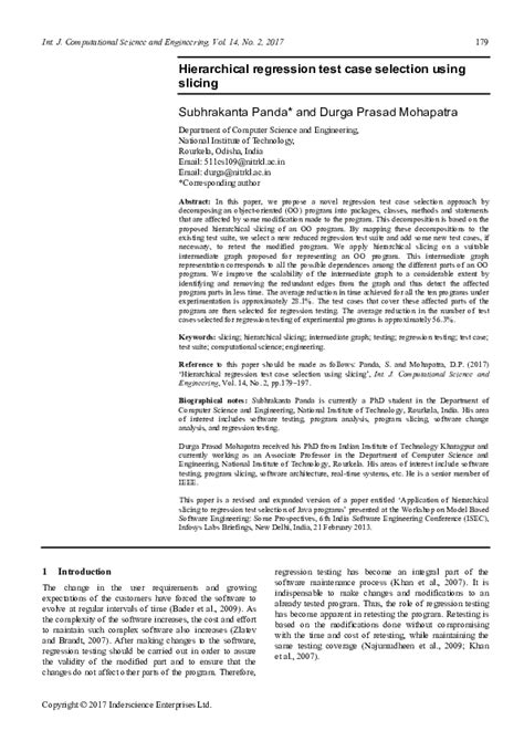 Pdf Hierarchical Regression Test Case Selection Using Slicing
