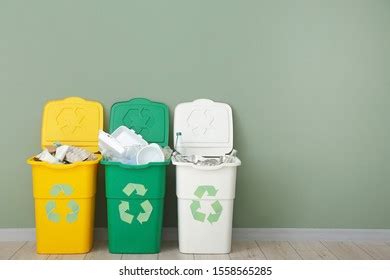 Containers Different Types Garbage Near Color Stock Photo Shutterstock