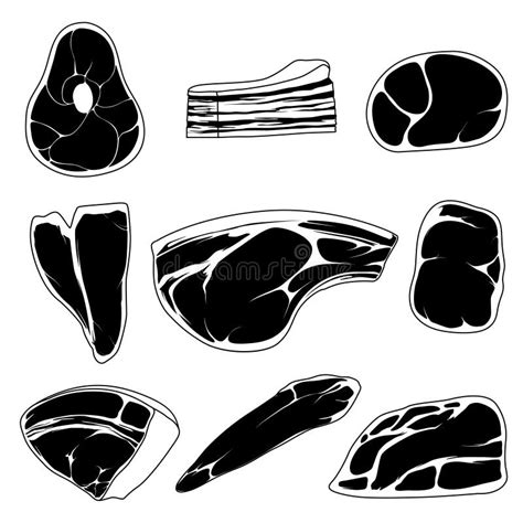 Lamb Pork Beef And Other Meat Pictures In Black And White Style