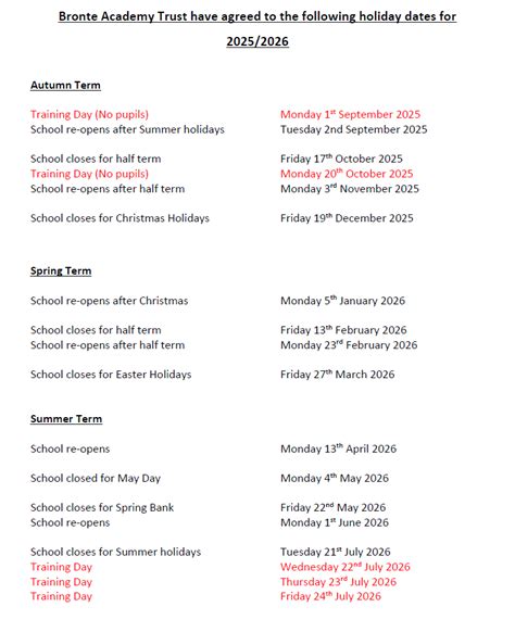 Oldfield Primary School Brontë Academy Trust Term Dates