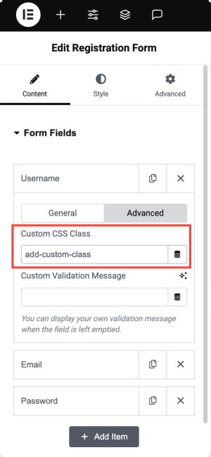 How To Add Custom Css Classes To Registration Forms Fields Powerpack Addons For Elementor