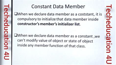 Constant Data Member And Member Function In C Constant Object