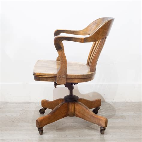 Antique Swivel Oak Desk Chair Circa 1940 At 1stdibs Vintage Wooden Desk Chair With Wheels