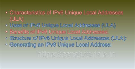 IPv Unique Local Addresses ULA CCNA TUTORIALS