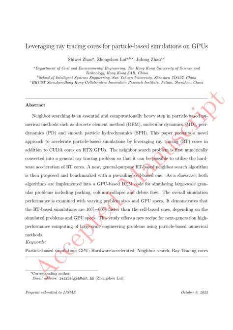 pdf leveraging ray tracing cores for particle based simulations on gpus