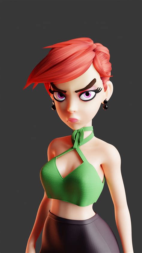 Rule 34 3d Blender Blenderknight Clothing Female Human Leggings Pale Skin Red Hair Smooth Skin