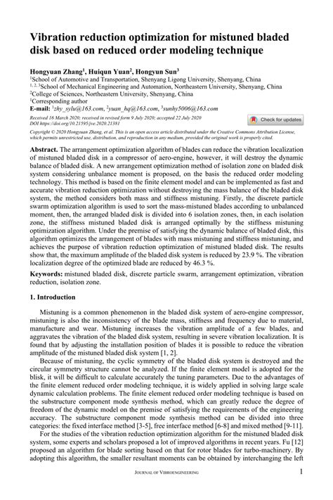 Pdf Vibration Reduction Optimization For Mistuned Bladed Disk Based On Reduced Order Modeling