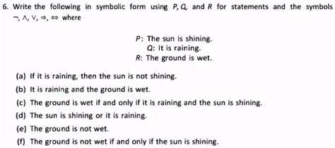 Solved Write The Following V Where Symbolic Form Using P And R