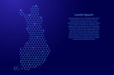 미래의 육각 형 모양 선 노드의 파란색과 빛나는 별 허니콤 또는 배너 포스터 인사말 카드에 대한 분자 구조의 형태로 핀란드지도 벡터 그림입니다 0명에 대한 스톡 벡터 아트