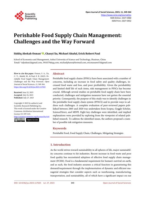 Pdf Perishable Food Supply Chain Management Challenges And The Way Forward