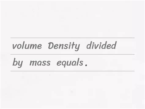 Density The Particle Model Unjumble