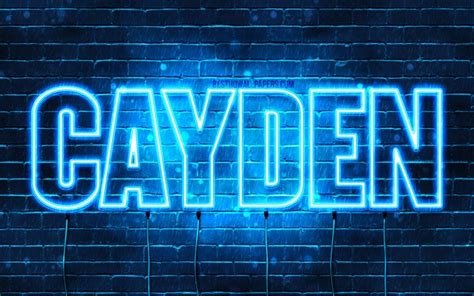 Download Wallpapers Cayden 4k Wallpapers With Names Horizontal Text Cayden Name Blue Neon