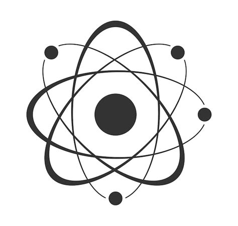 평면 디자인의 원자 아이콘 설정 분자 기호 또는 원자 기호 절연 벡터 일러스트 레이 션 프리미엄 벡터