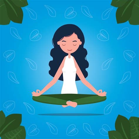 Una Linda Chica Haciendo Yoga Vector Premium