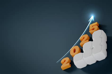 2025년까지의 상향 성장을 보여주는 3d 렌더링으로 흰색 화살표는 긍정적인 진전을 나타냅니다 이 이미지는 미래 지향적인 관점을 강조합니다 2024년에 대한 스톡 사진 및