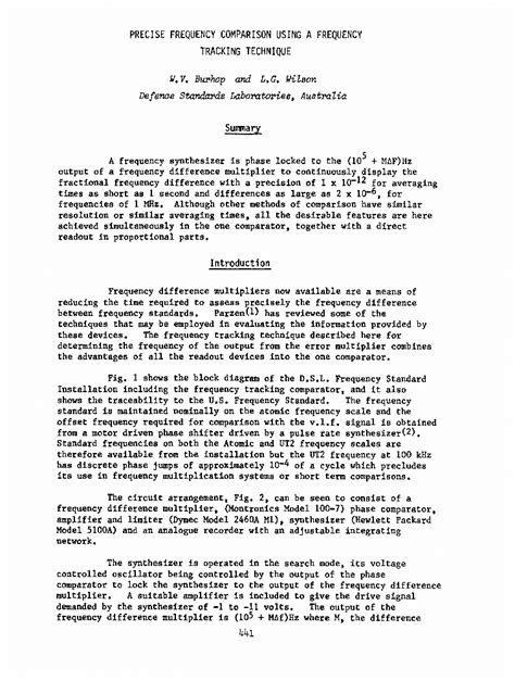 Precise Frequency Comparison Using A Frequency Tracking Technique Ieee Conference Publication